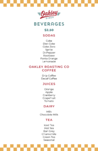 Menus – Oakley Diner