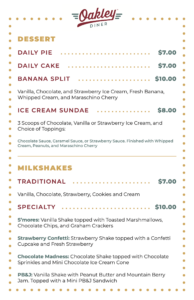 Menus – Oakley Diner